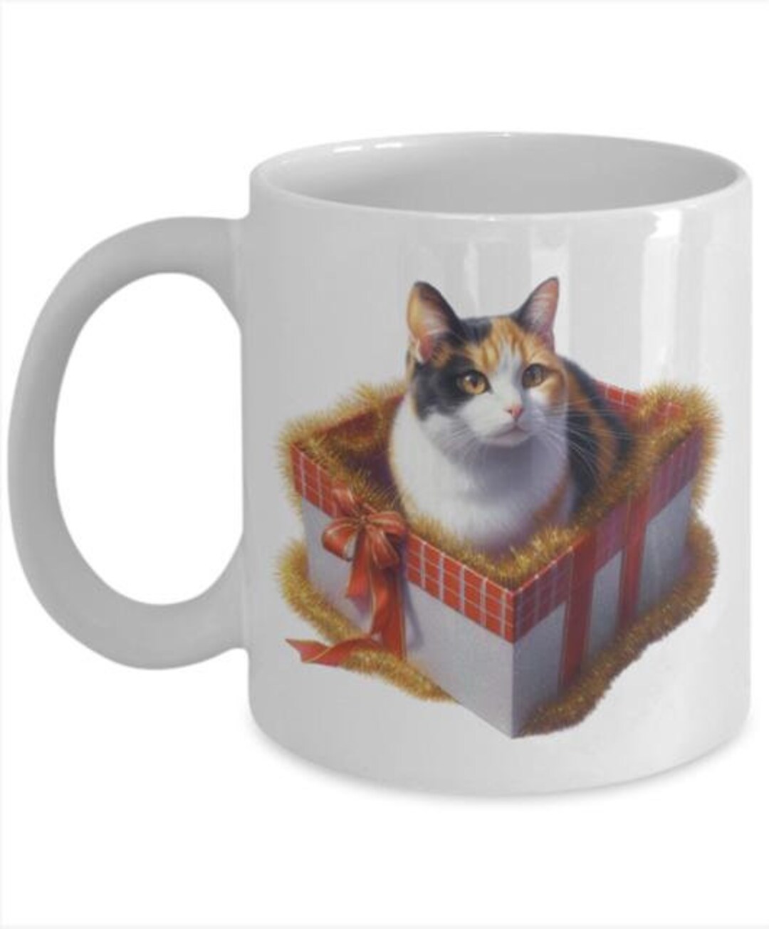 Calico Cat Cute Animal Ceramic Gift Mug for Cat Lady Christmas or ...