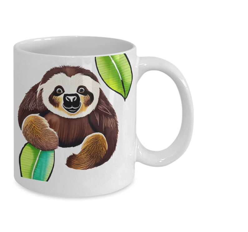 Sloth Emerging From Leaves Surprise Happy Sloth Gift Mug for Teen ...