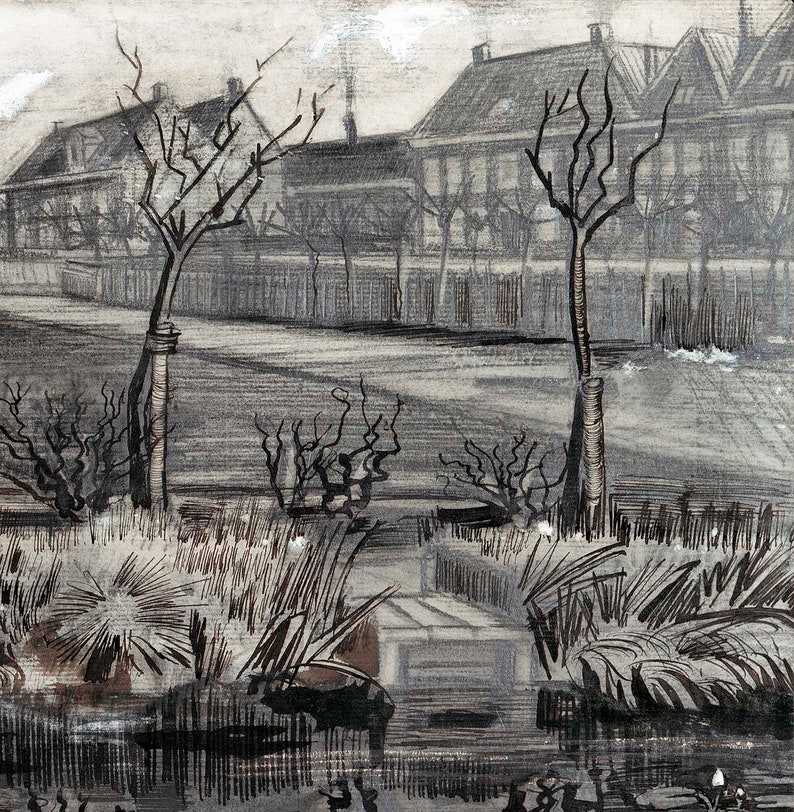 Van Gogh Neutral Drawing Black and White Wall Art Famous - Etsy