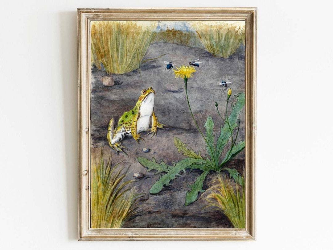 Frog and Dandelion Outdoor Nature Print Wall Art DIGITAL Printable FILE ...