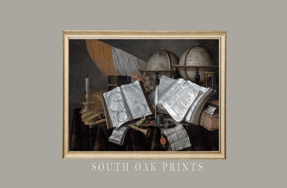 Antique Office Library Wall Art Oil Painting DIGITAL - Etsy