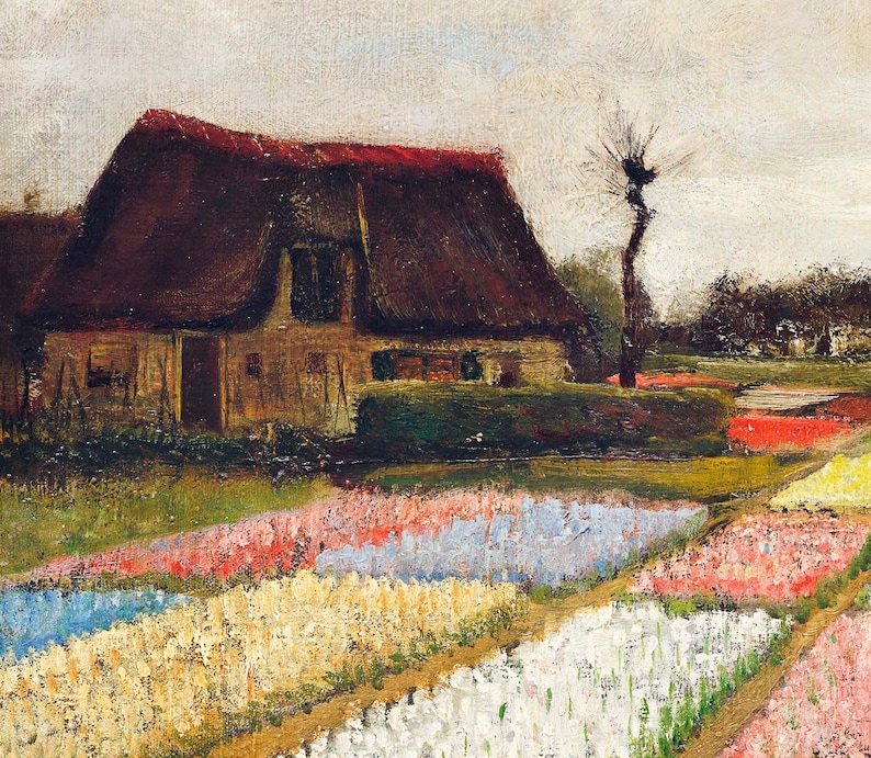 Van Gogh Holland Bulb Fields Blue Red Yellow Tulips Flowers Wall Art ...