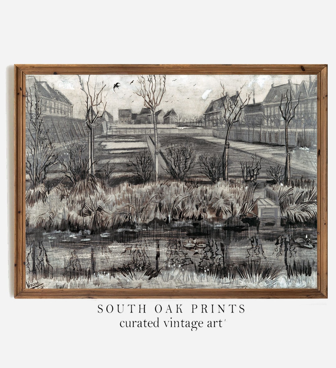 Van Gogh Neutral Drawing Black and White Wall Art Famous Painting ...