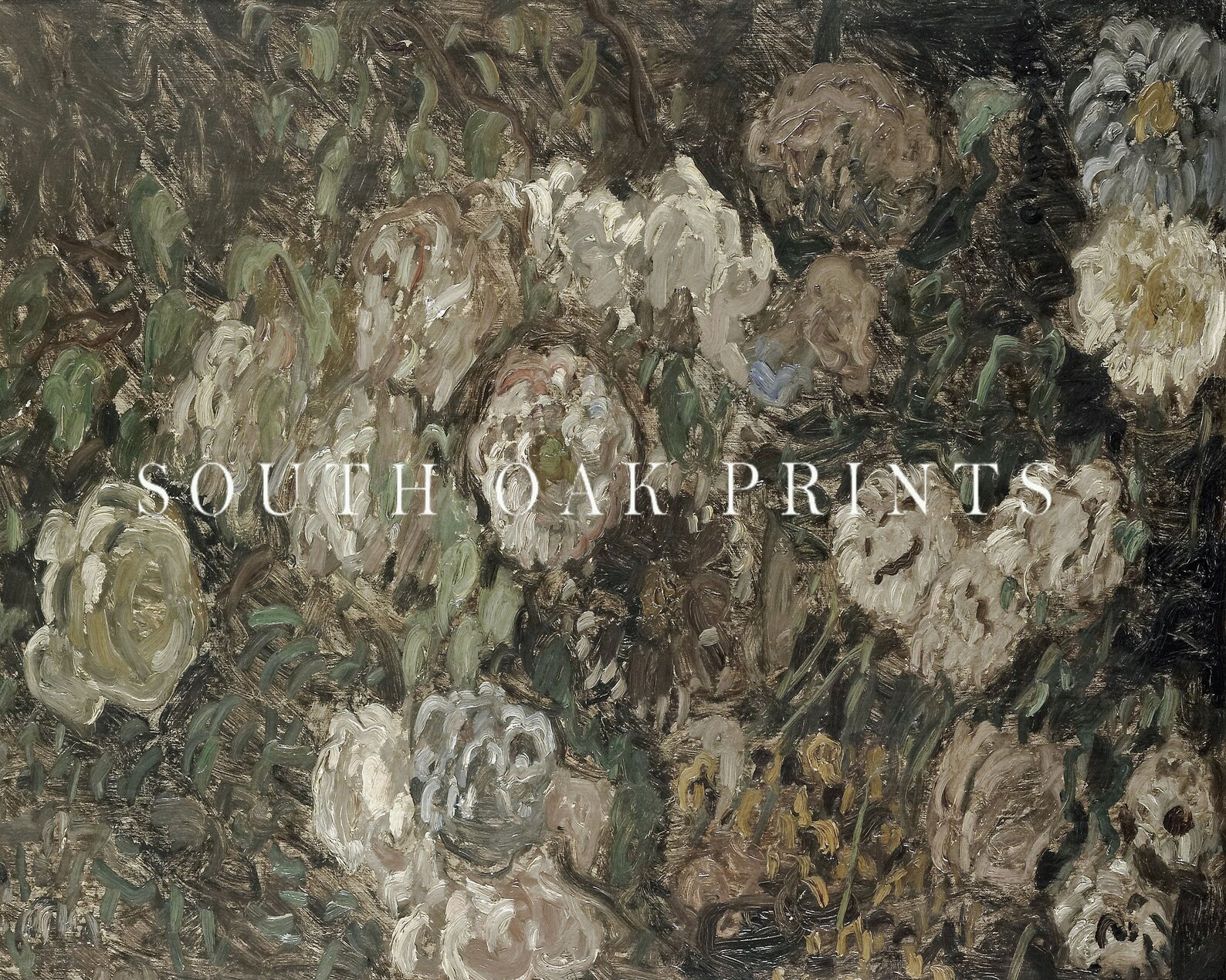 Antique Roses Rose Garden Oil Painting Vintage Floral Wall Art Print ...