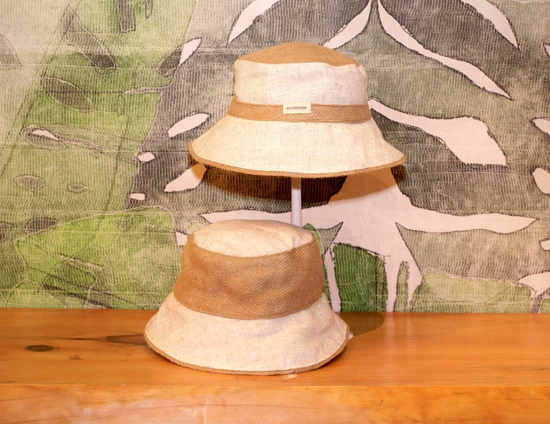 Two-way Jute & Linen Minimalist Bucket Hat - Etsy