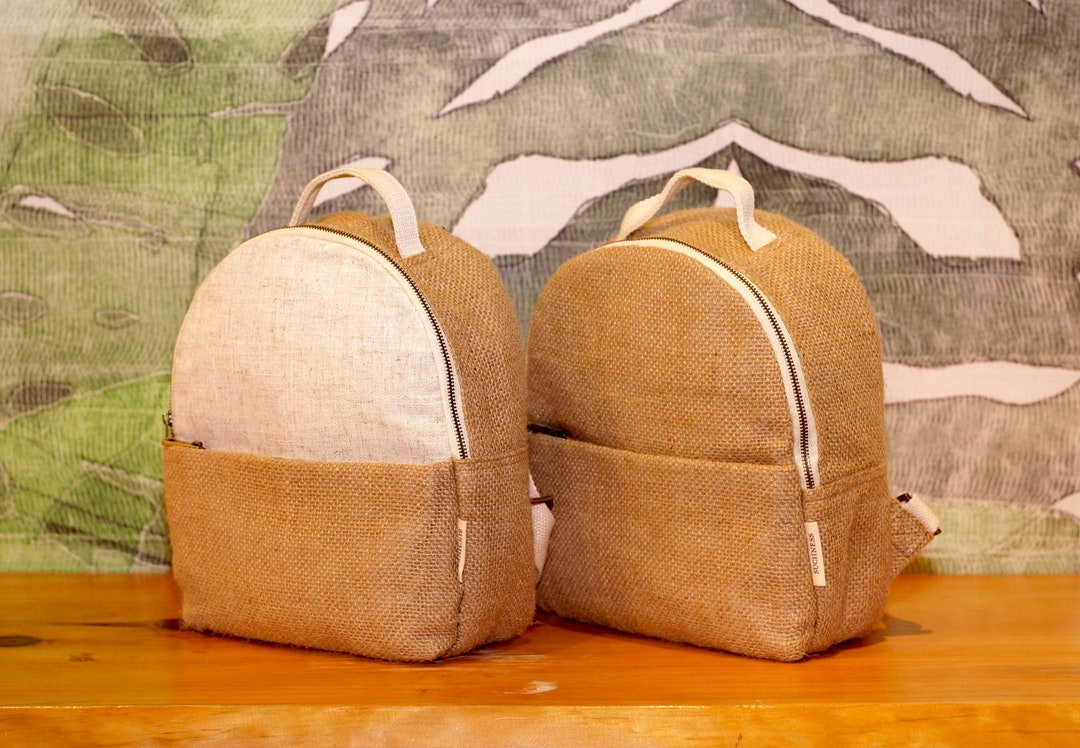 Jute & Linen Cute Minimalist Backpack - Etsy