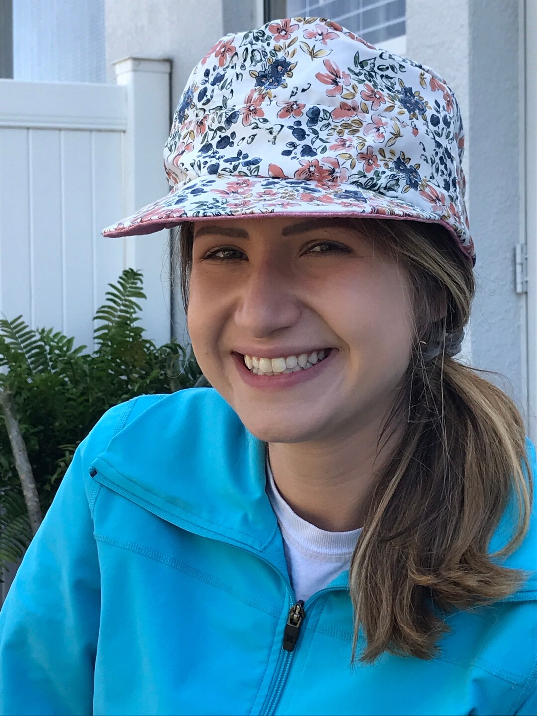 Floral Fully Lined White Blue and Pink Military Style Cap - Etsy