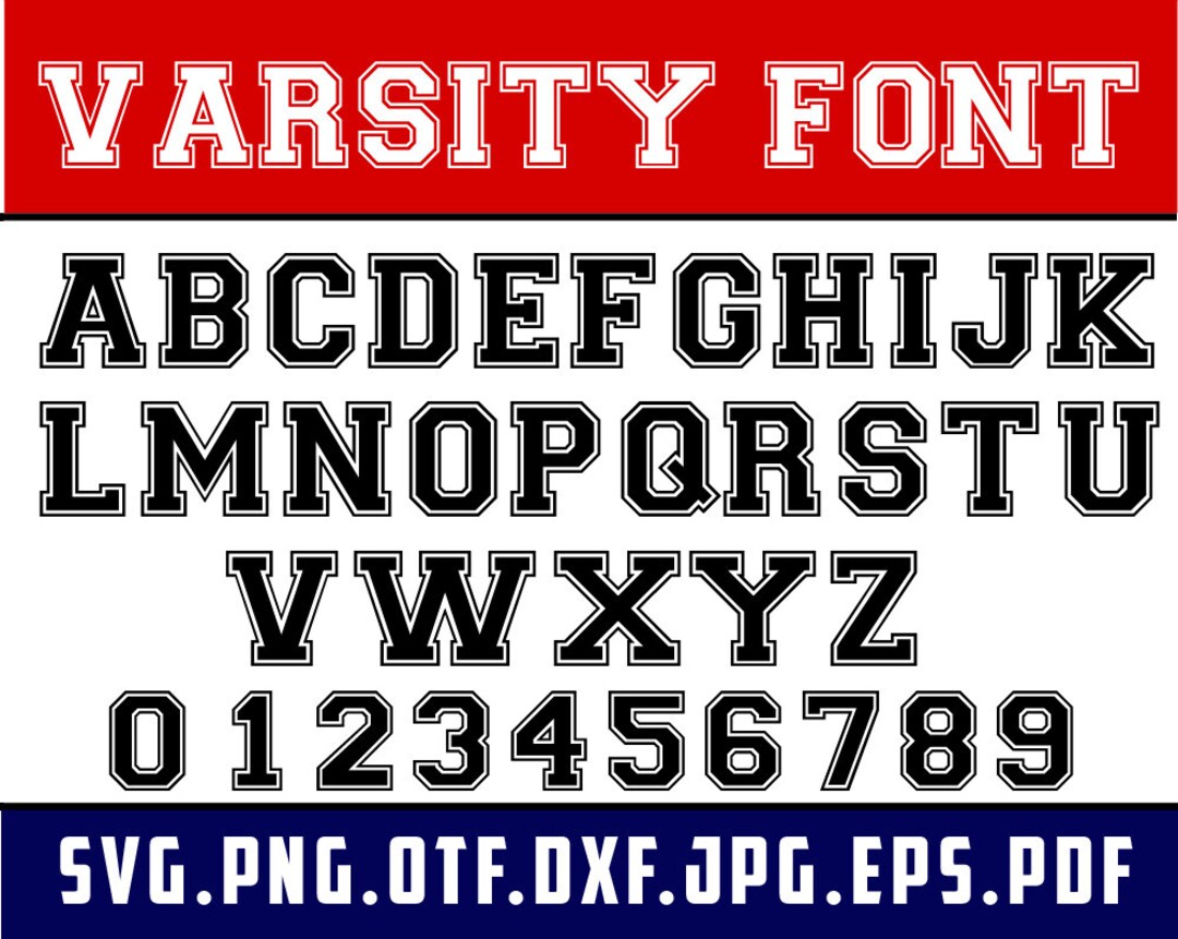 Varsity Font Svg, Block Font Svg, College Font, University Font ...
