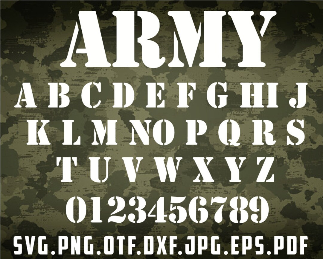 Military Stencil Font TTF SVG Military Font Army Font Military Stencil ...