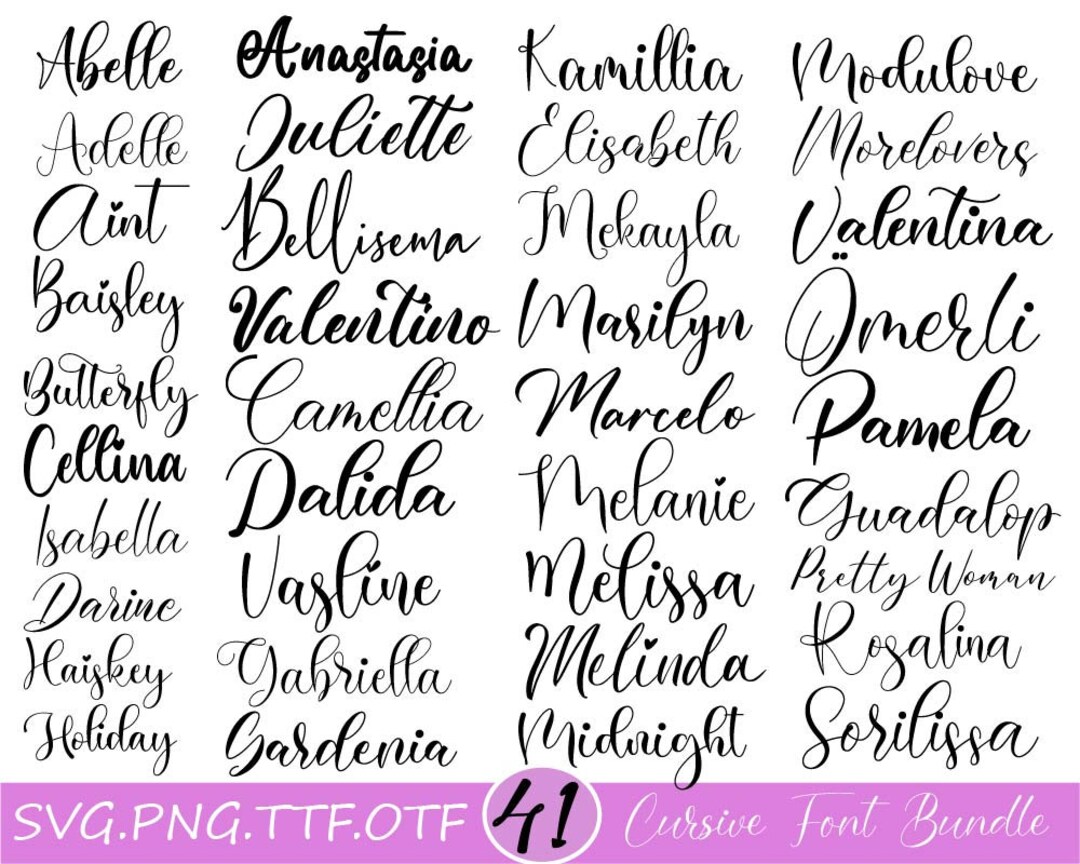41 FONTS BUNDLE, Font SVG, Cursive Fonts Svg, Fonts for Cricut ...