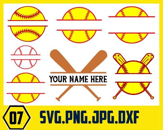 Softball Monogram Frame Svgsoftball Monogram Svg Softball - Etsy