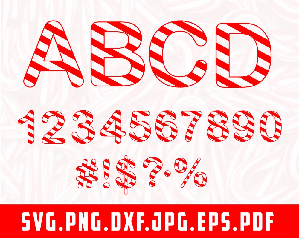 Candy Cane Font Candy Cane Font Svg Cricut Candy Font Svg - Etsy México