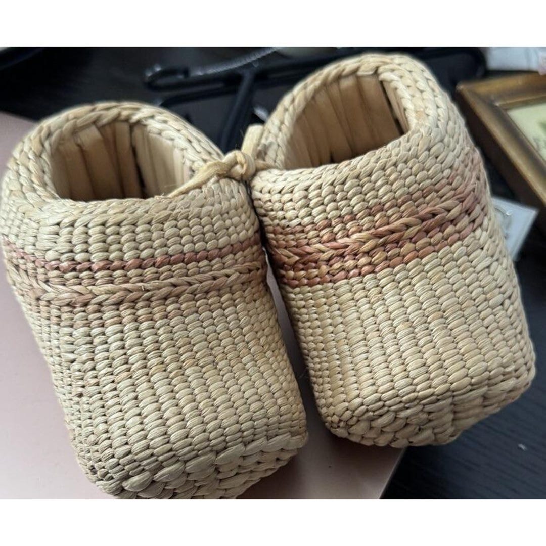 Chinese Small Child Lotus Bound Feet Shoes Binding Woven Grass Raffia ...