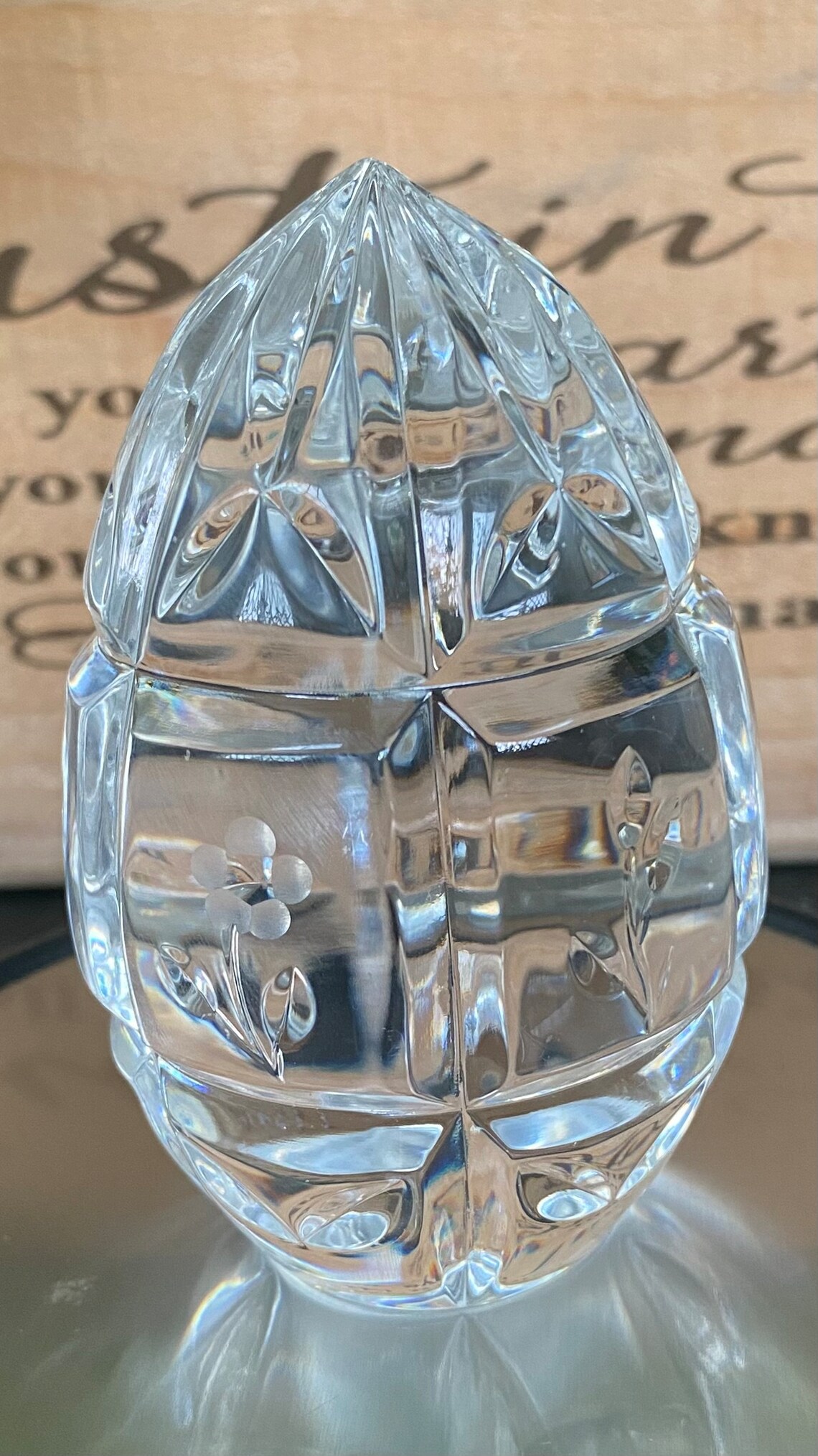 Rogaska Crystal Glass Egg 3 Paperweight Etched Floral Design. - Etsy