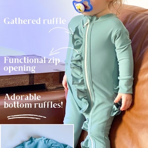 Ruffle Zip Sleeper PDF Sewing Pattern | A4 A0 Projector Formats | Baby ...