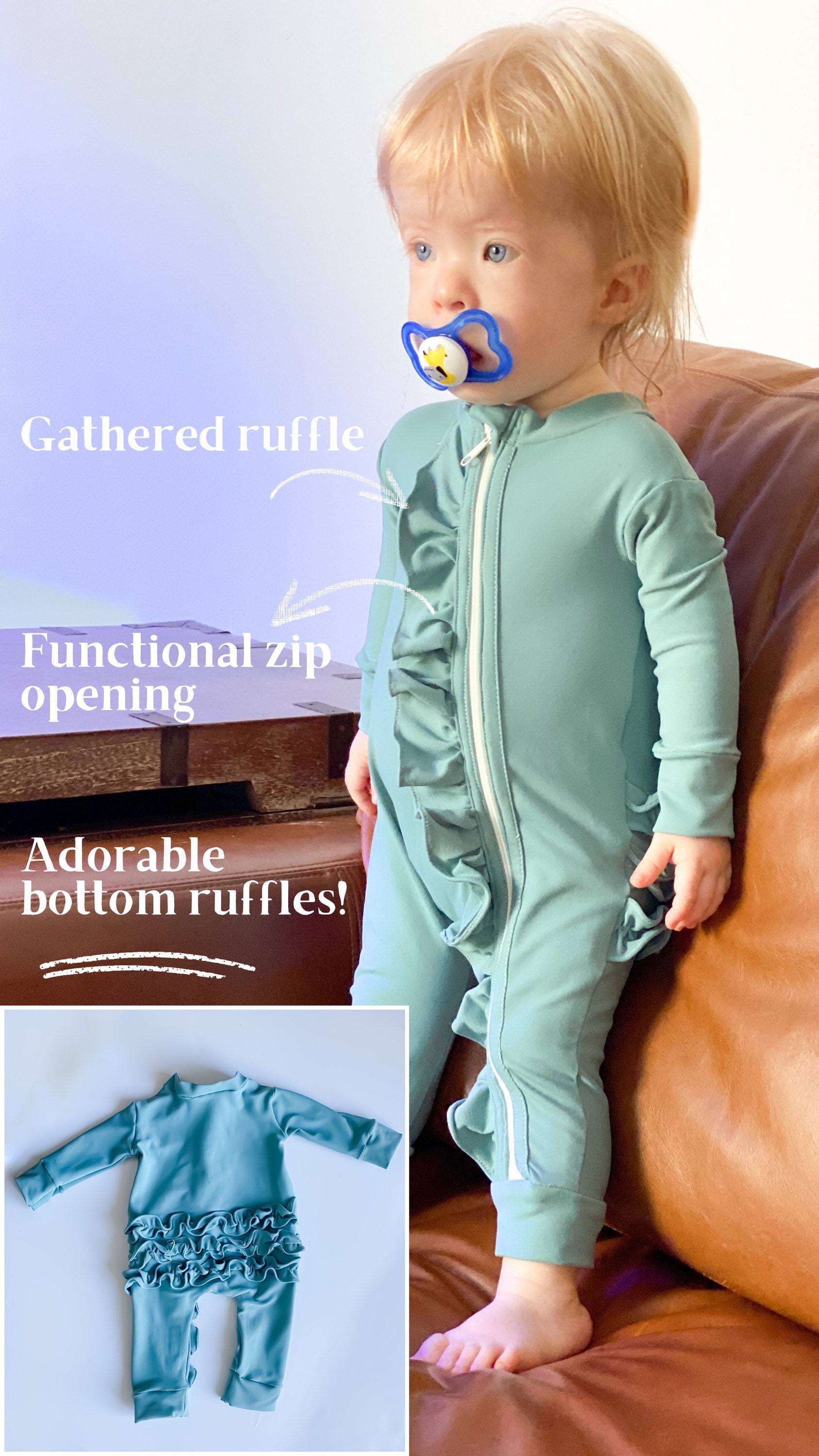 Ruffle Zip Sleeper PDF Sewing Pattern A4 A0 Projector | Etsy Australia
