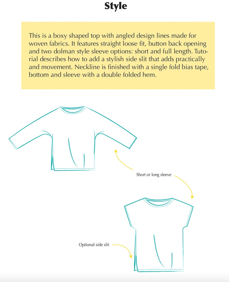 Easy Dolman Top Sewing Pattern A4 A0 and Projector Formats - Etsy