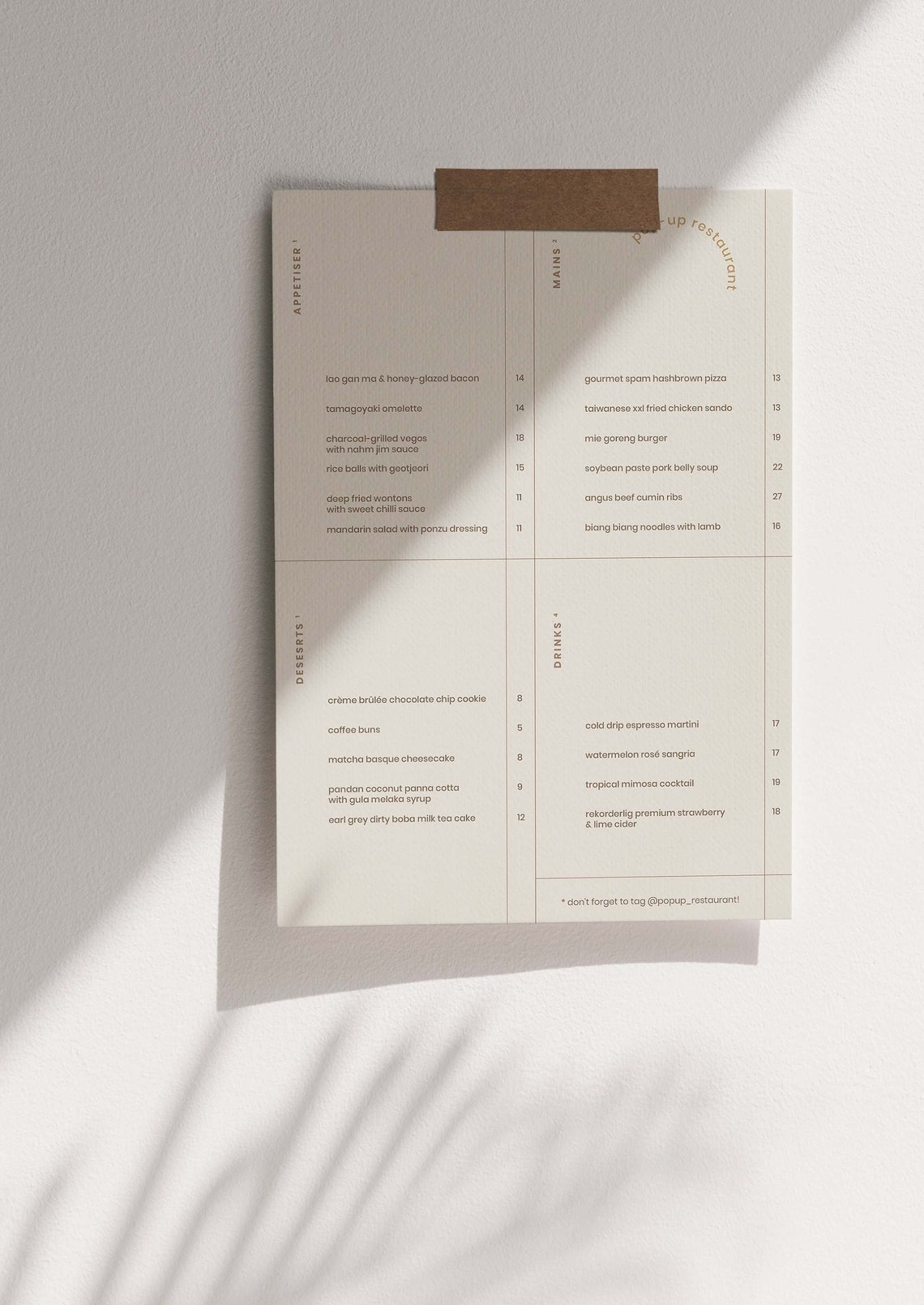 Stylish Creative Minimal Menu A4 Template Card, Restaurant Branding ...