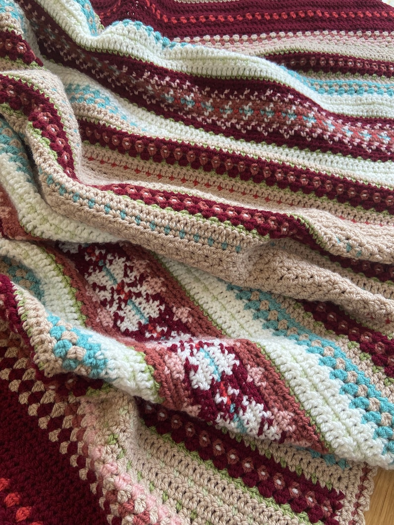 Fairly Fair Isle Crochet Blanket Pattern Granny Stripe | Etsy