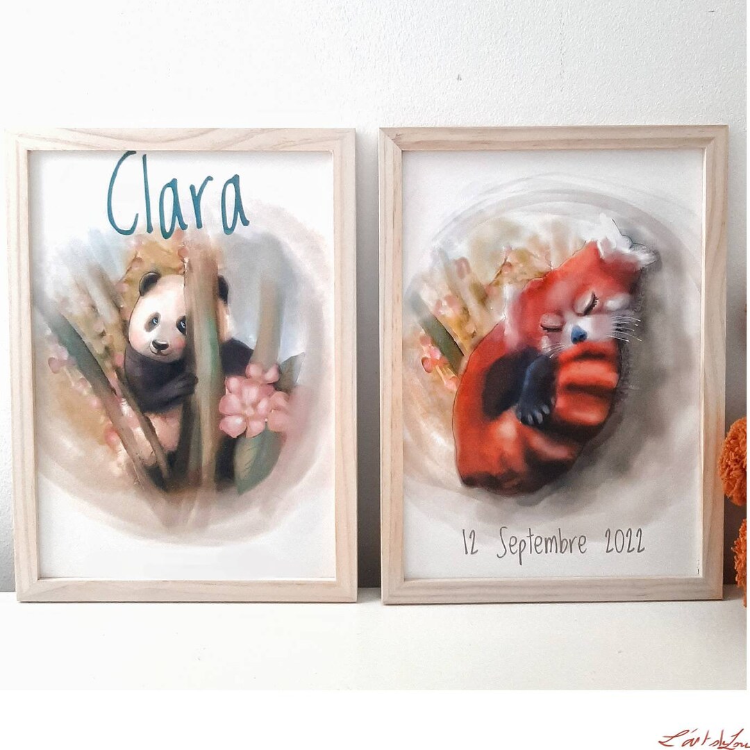 Duo Posters Printing Birth Decoration Child's Room Poetic Illustration ...