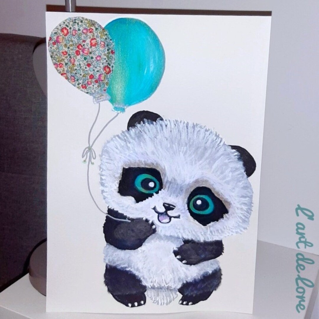 Poetic Panda Poster Child Unique Baby Signed Cute Panda Reproduction ...