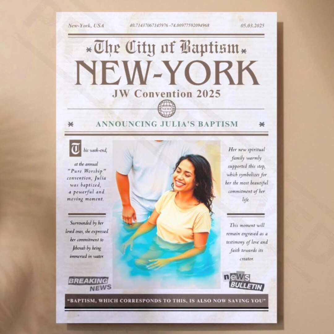 JW Printed Baptism Card, Jw Poster, Jw Card Newpaper, Gift for New ...