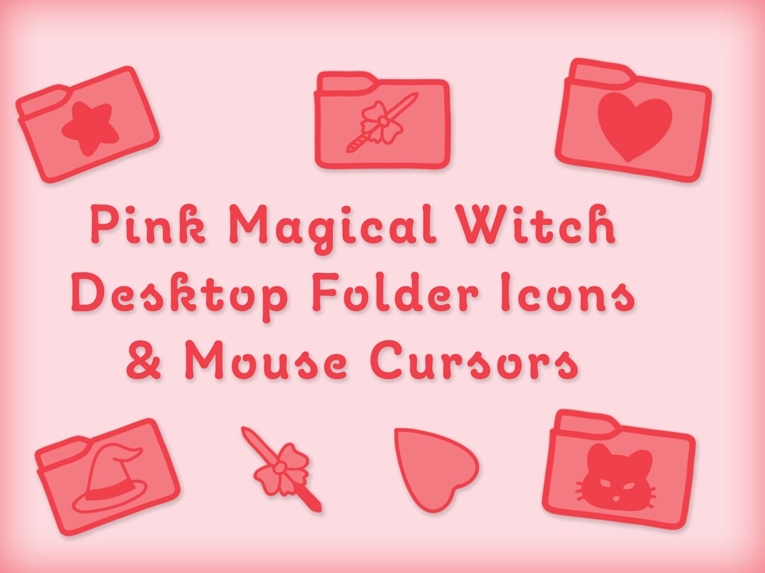Pink Magical Witch Desktop File & Mouse Cursor Icons Mac and Windows ...