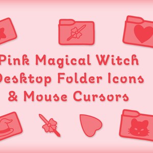 Pink Magical Witch Desktop File & Mouse Cursor Icons Mac and Windows ...