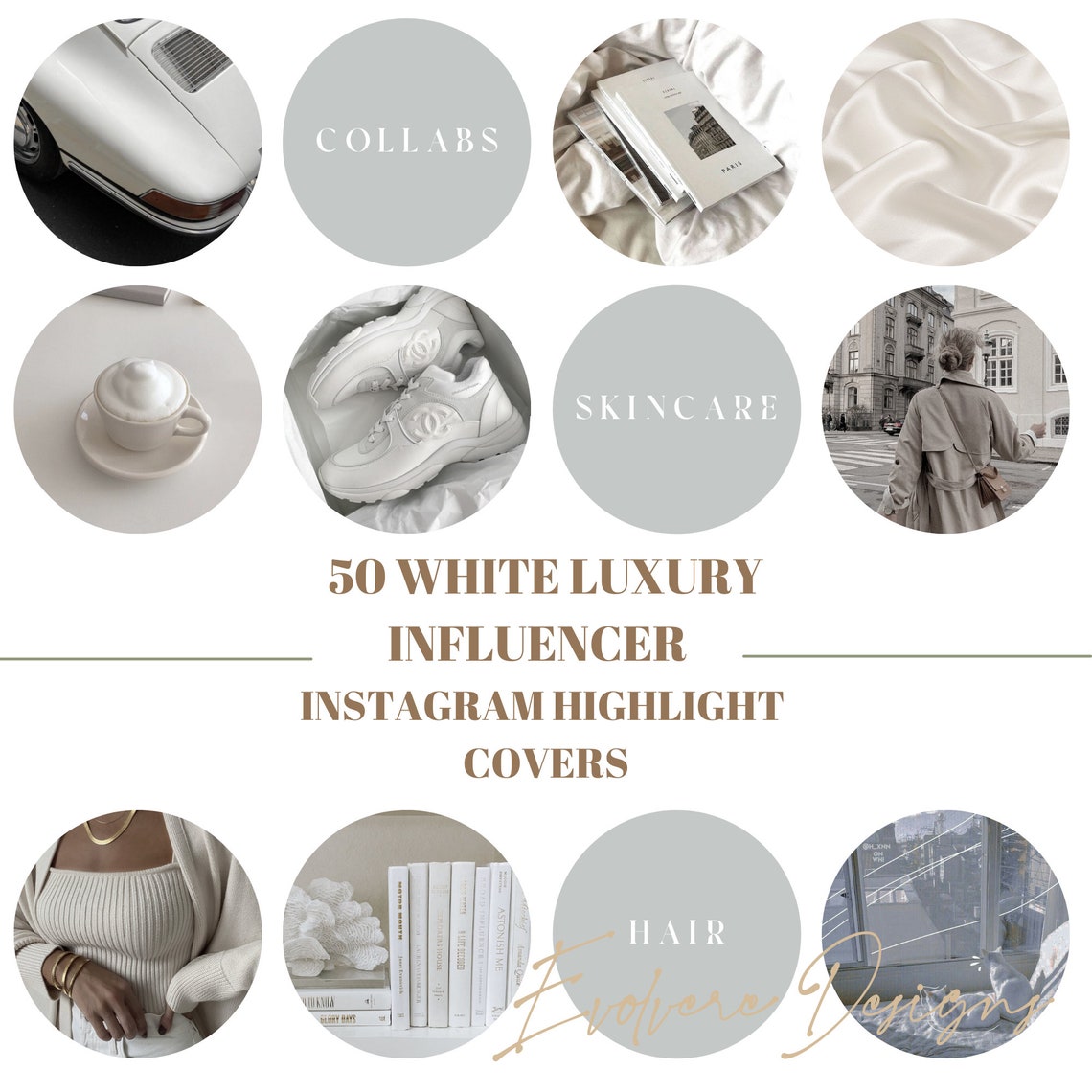 50 WHITE Influencer Luxury Aesthetic Highlight Covers - Etsy