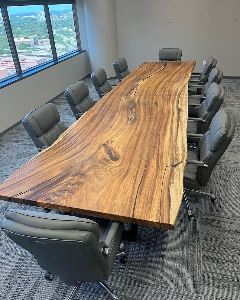 Handmade Live Edge Wood Conference Table: Rustic River Epoxy Design - Etsy