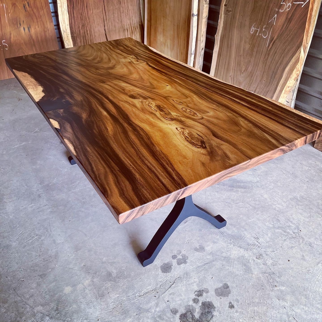 Handmade Rustic Dining Table, Boho Live Edge Wood Slab Countertop ...