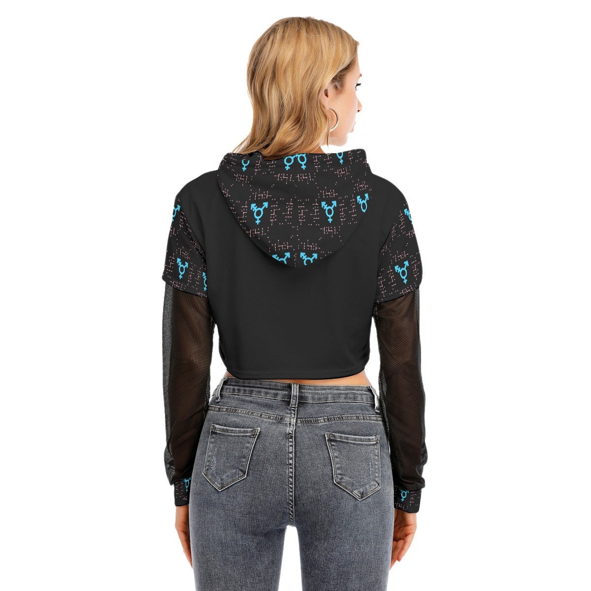 Cybertrans 2023 Tranwwomen's Two-piece Mesh Sleeve Cropped Hoodie - Etsy