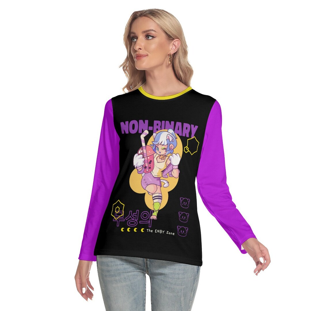 Non-binary Graphic O-neck Long Sleeve T-shirt - Etsy
