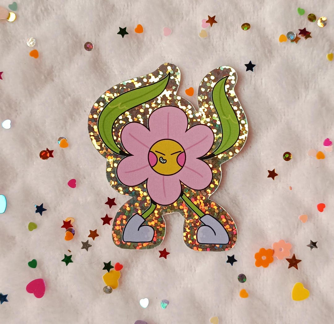 Dancing Flower Glitter Stickers - Etsy
