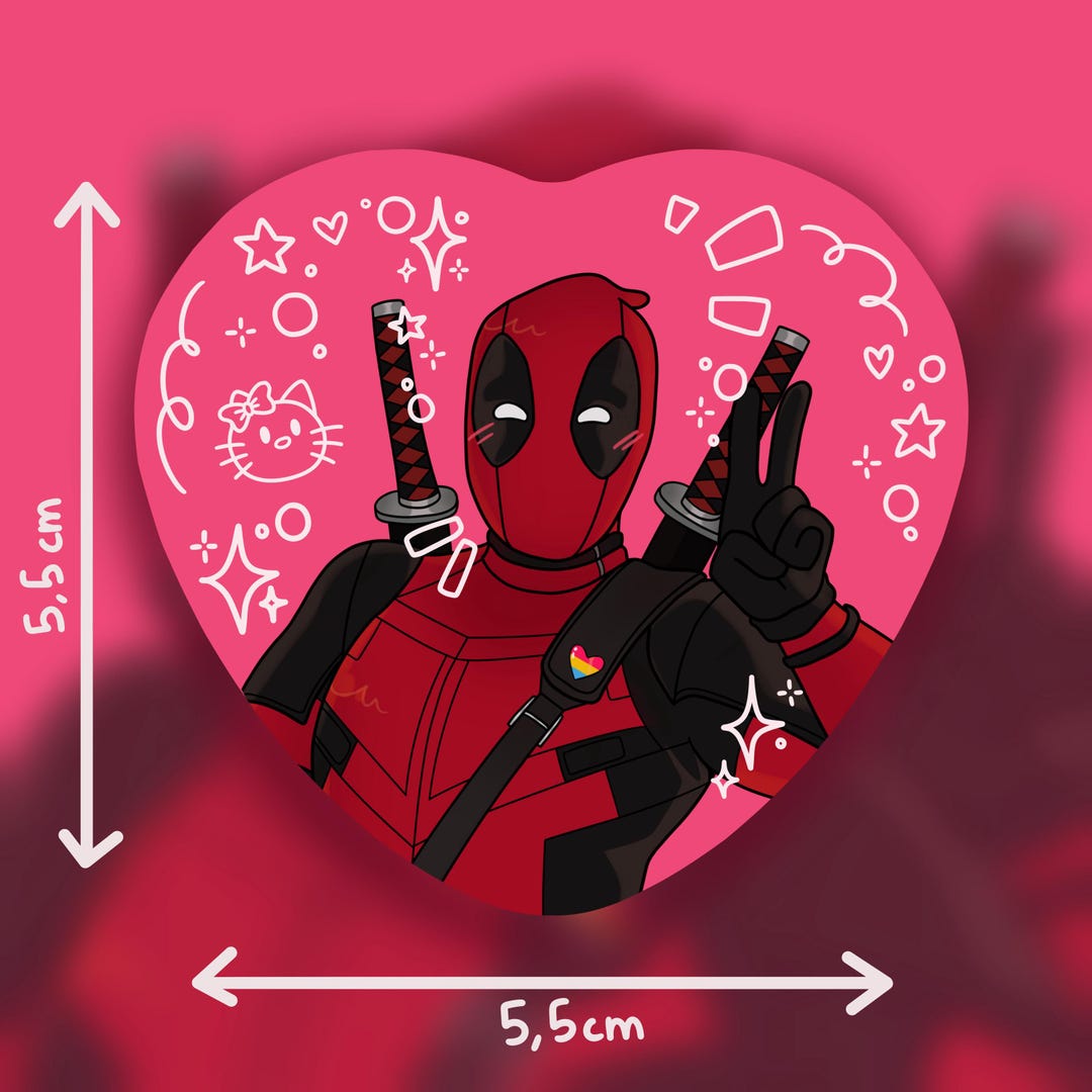 Deadpool Heart Pins - Holographic Button Pins - Etsy