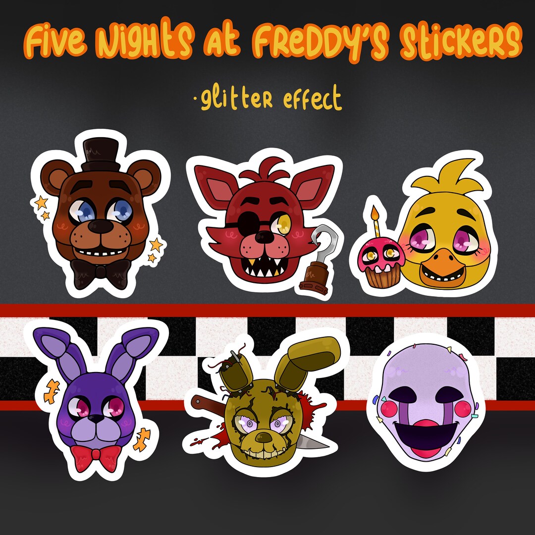 Five Nights at Freddy's Glitter Stickers (freddy, Bonnie, Chica, Foxy ...