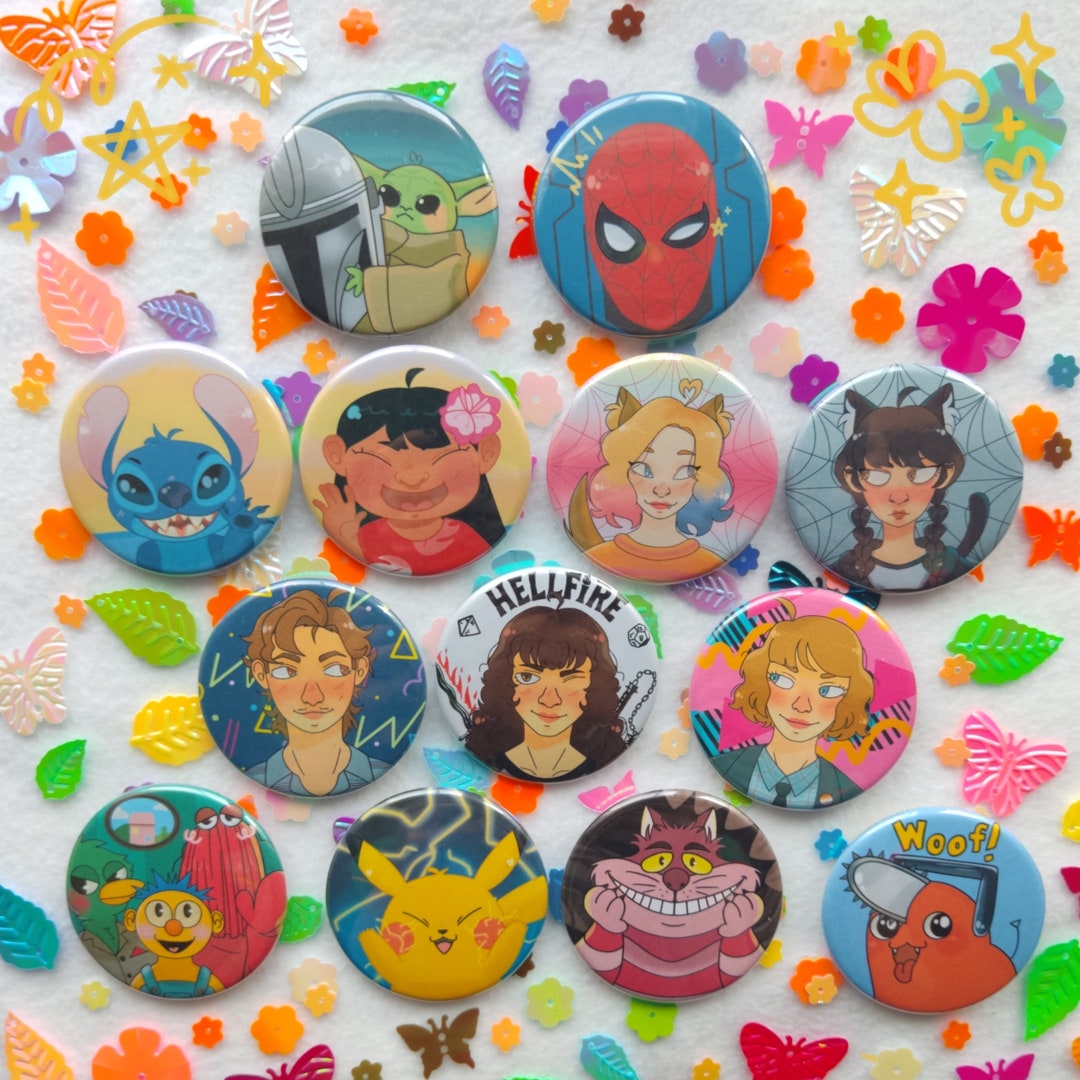 45mm Pins - Stranger Things, Disney, DHMIS, Star Wars, Marvel, Manga - Etsy