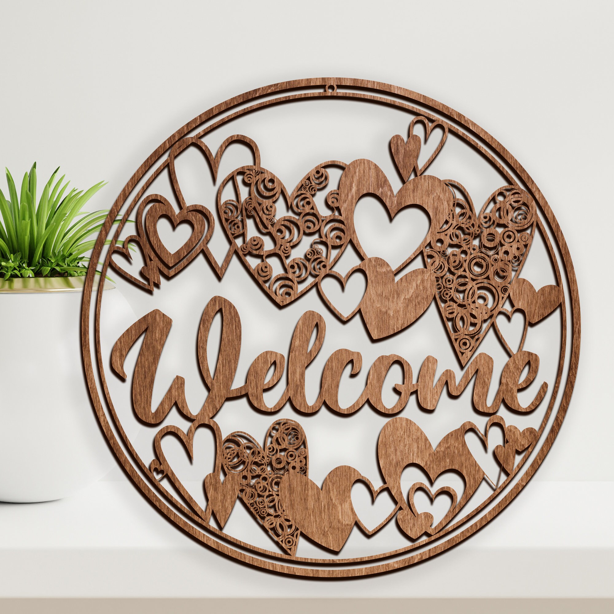 Heart Welcome Sign Welcome Sign Svg, Door Sign Svg, Ai, Pdf, Svg, Dxf ...