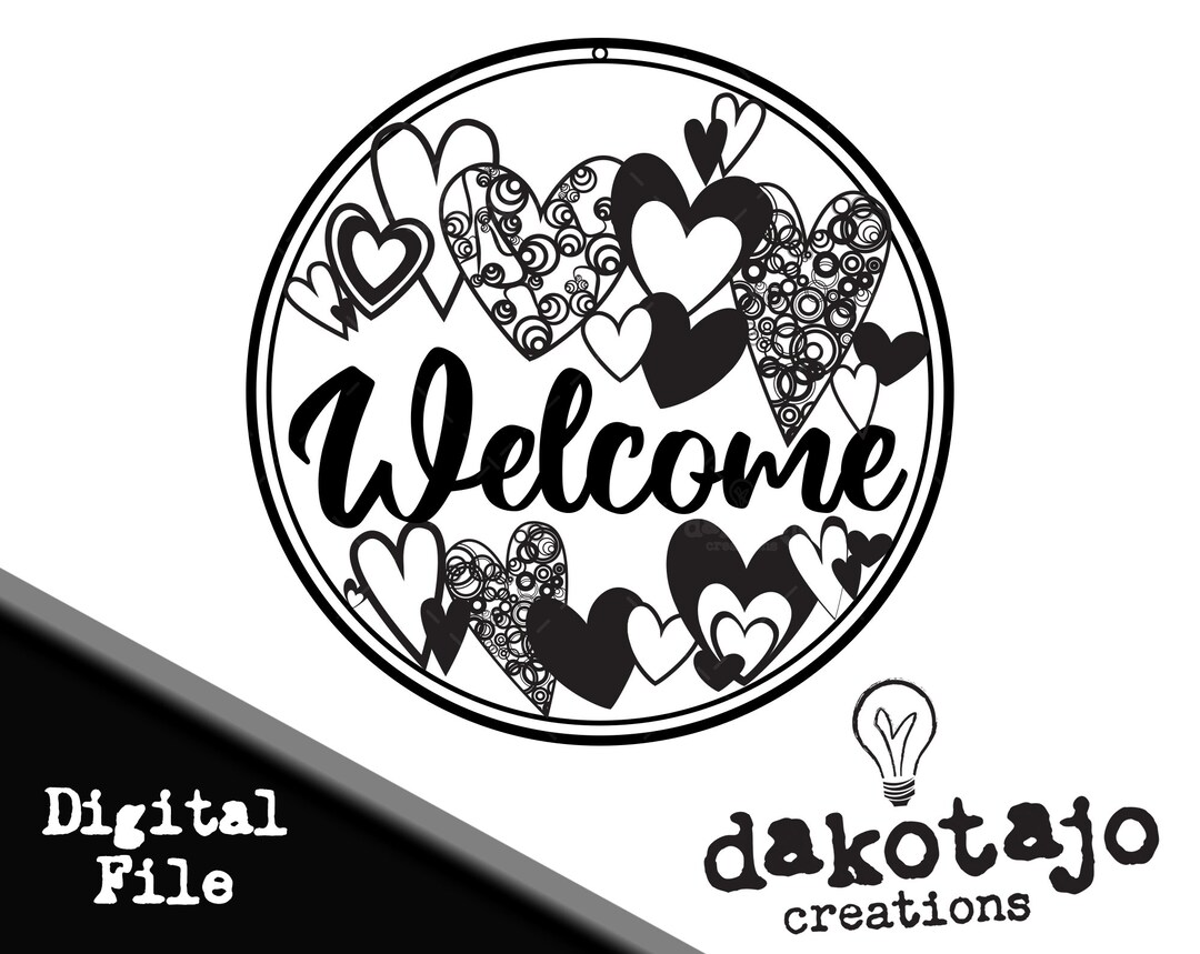 Heart Welcome Sign Welcome Sign Svg, Door Sign Svg, Ai, Pdf, Svg, Dxf ...