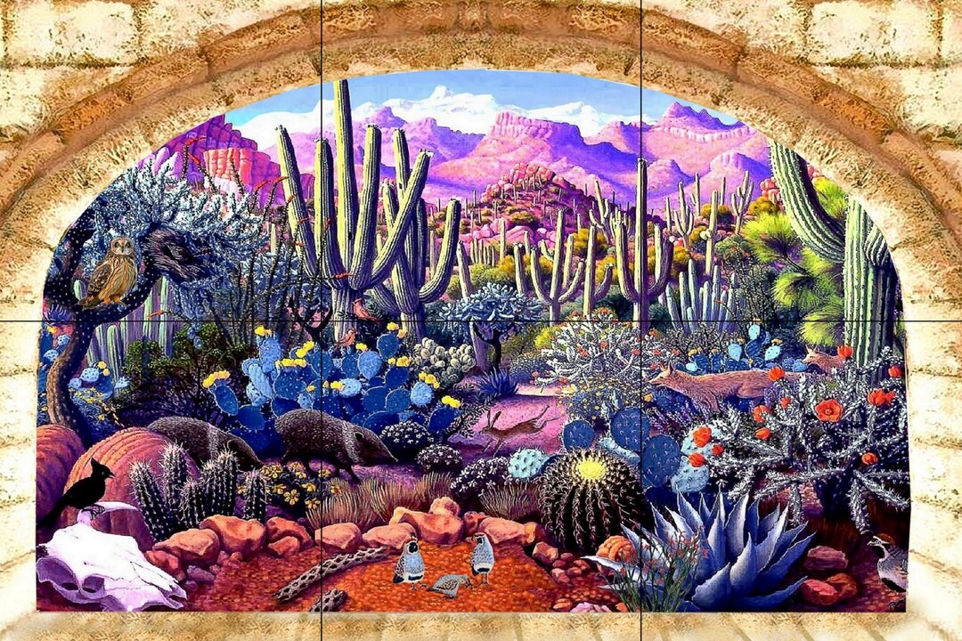 Desert 6 Tile Murals Southwestern Art Home Decor Interior Design ...