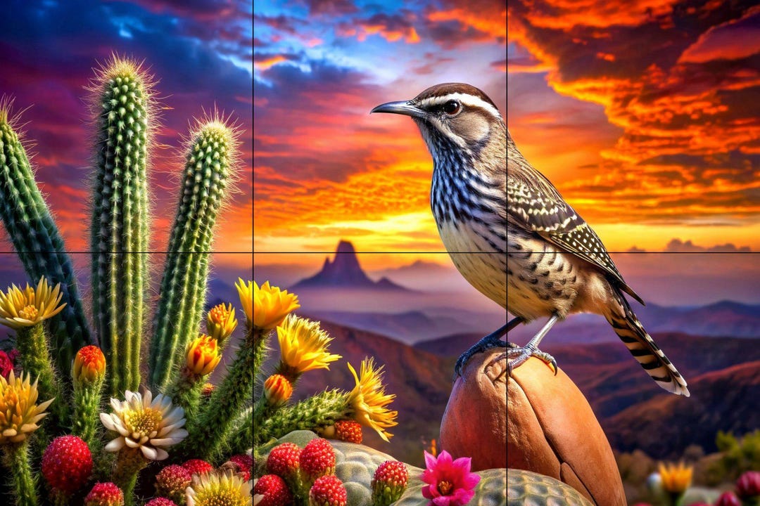Desert Bird Mural 1 Tile Murals Desert Scenes Southwestern Art Home ...