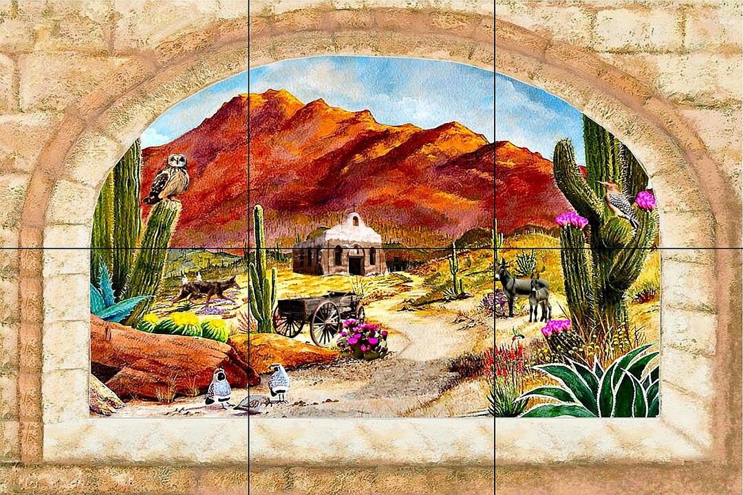 Desert Mural 3 Southwestern Art Home Decor Interior Design Kitchen ...