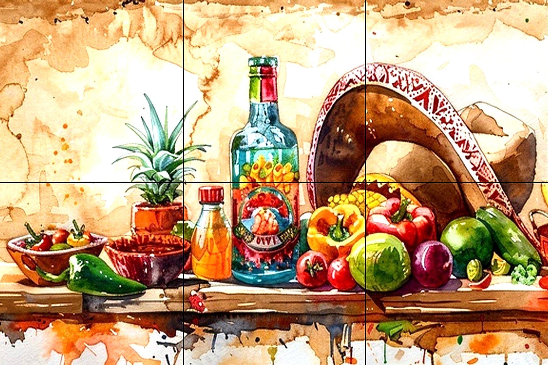Mexican Art Mural 1 Home Decor Wall Murals Backsplash Mexican Art ...