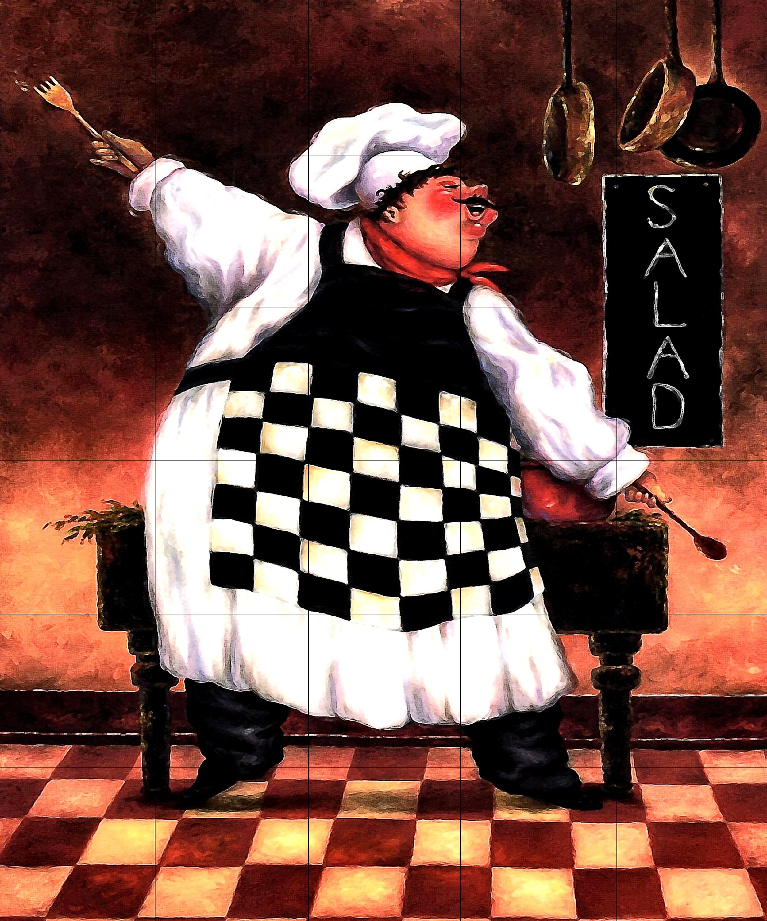 Funny Chefs Home Decor Wall Murals Backsplash Funny Cooks Kitchen ...