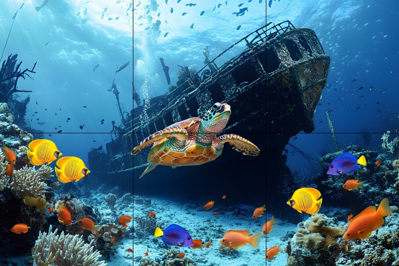 Sea Turtle Murals Home Decor Wall Murals Backsplash Underwater Scenes ...