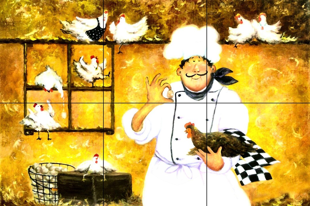 Chefs and Chickens Murals Home Decor Wall Murals Backsplash Interior ...