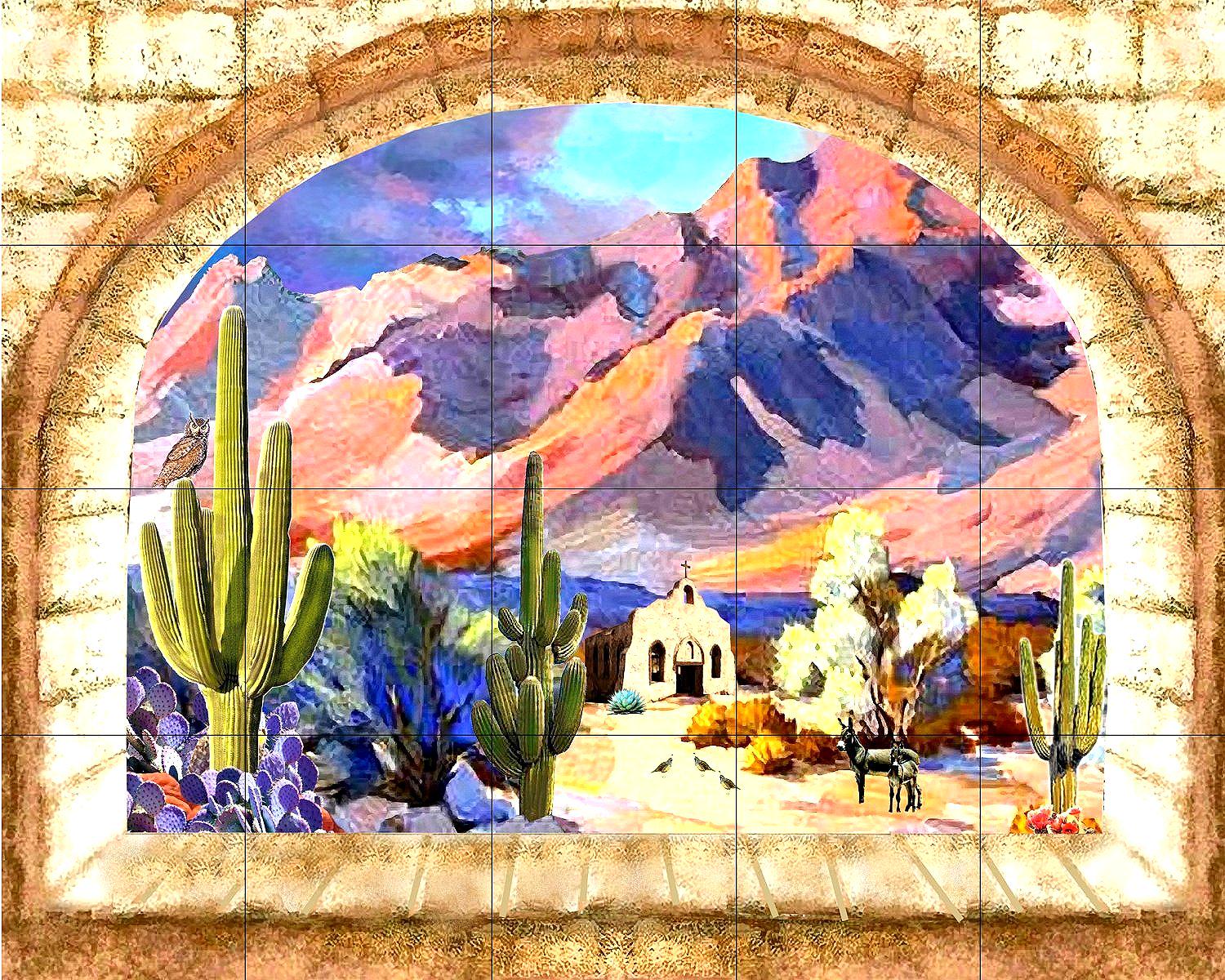 Desert 8 Tile Murals Home Decor Wall Murals Backsplash Southwestern Art ...