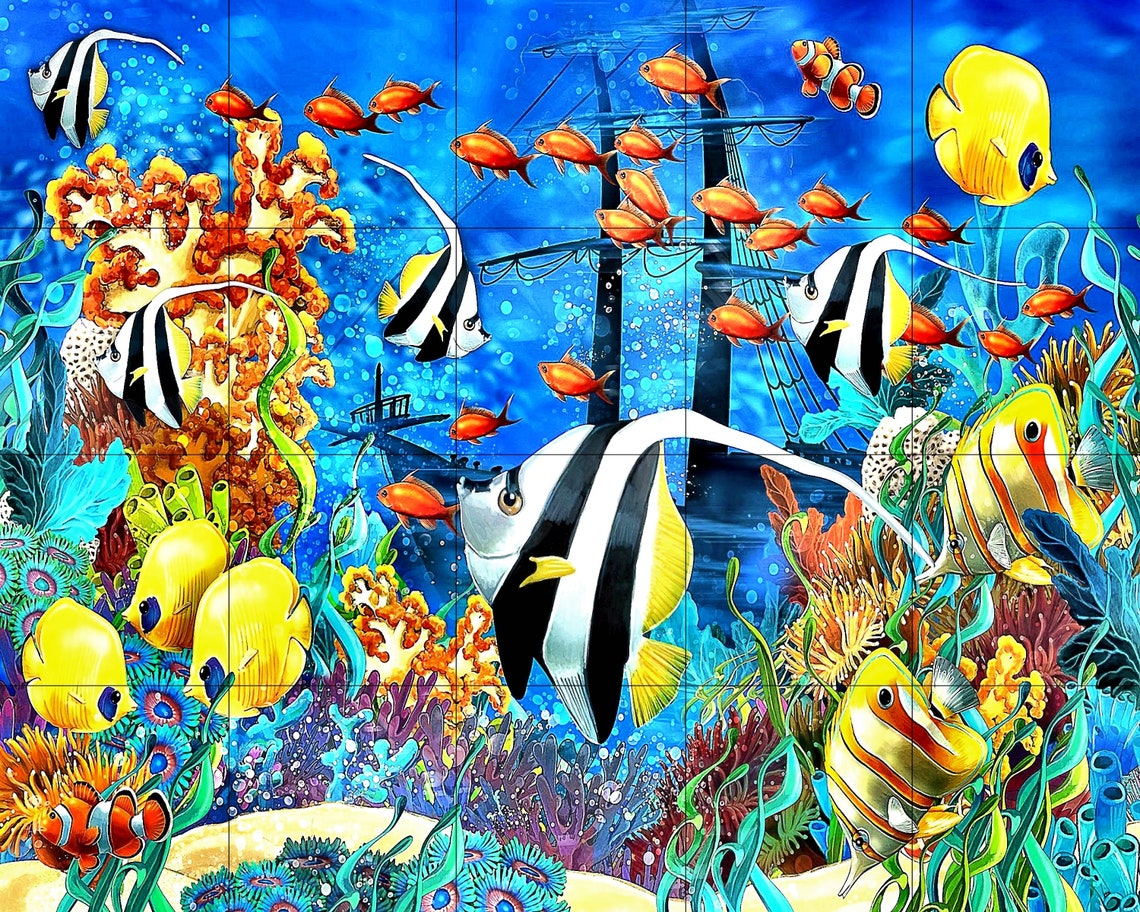 Tropical Fish Murals Home Decor Wall Murals Backsplash Interior Design ...