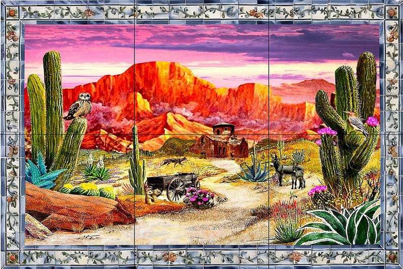 Desert 7 Tile Murals Home Decor Wall Murals Backsplash Southwestern Art ...