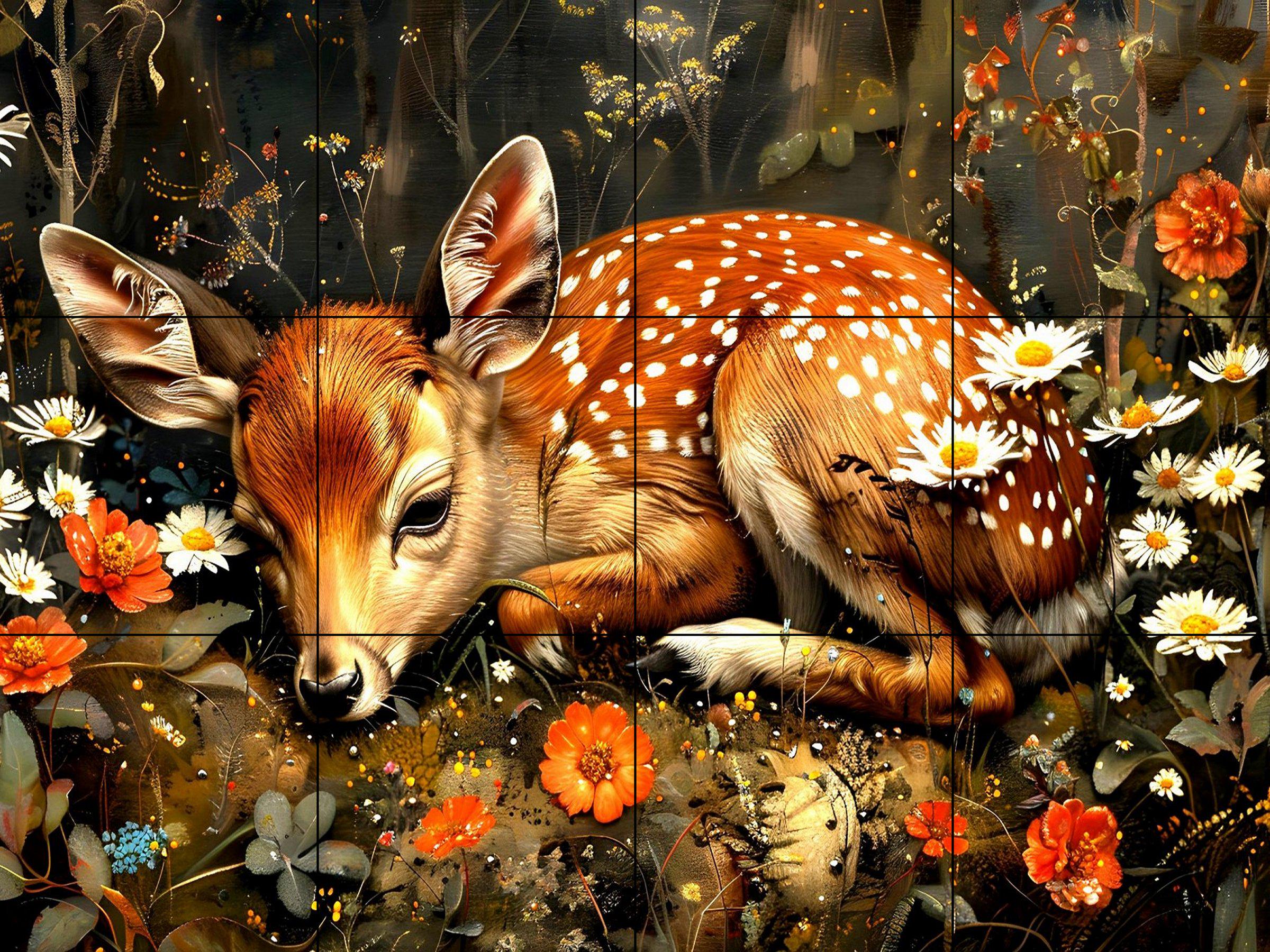 Fawn 1 Tile Mural Wildlife Murals Home Decor Wall Murals Backsplash ...
